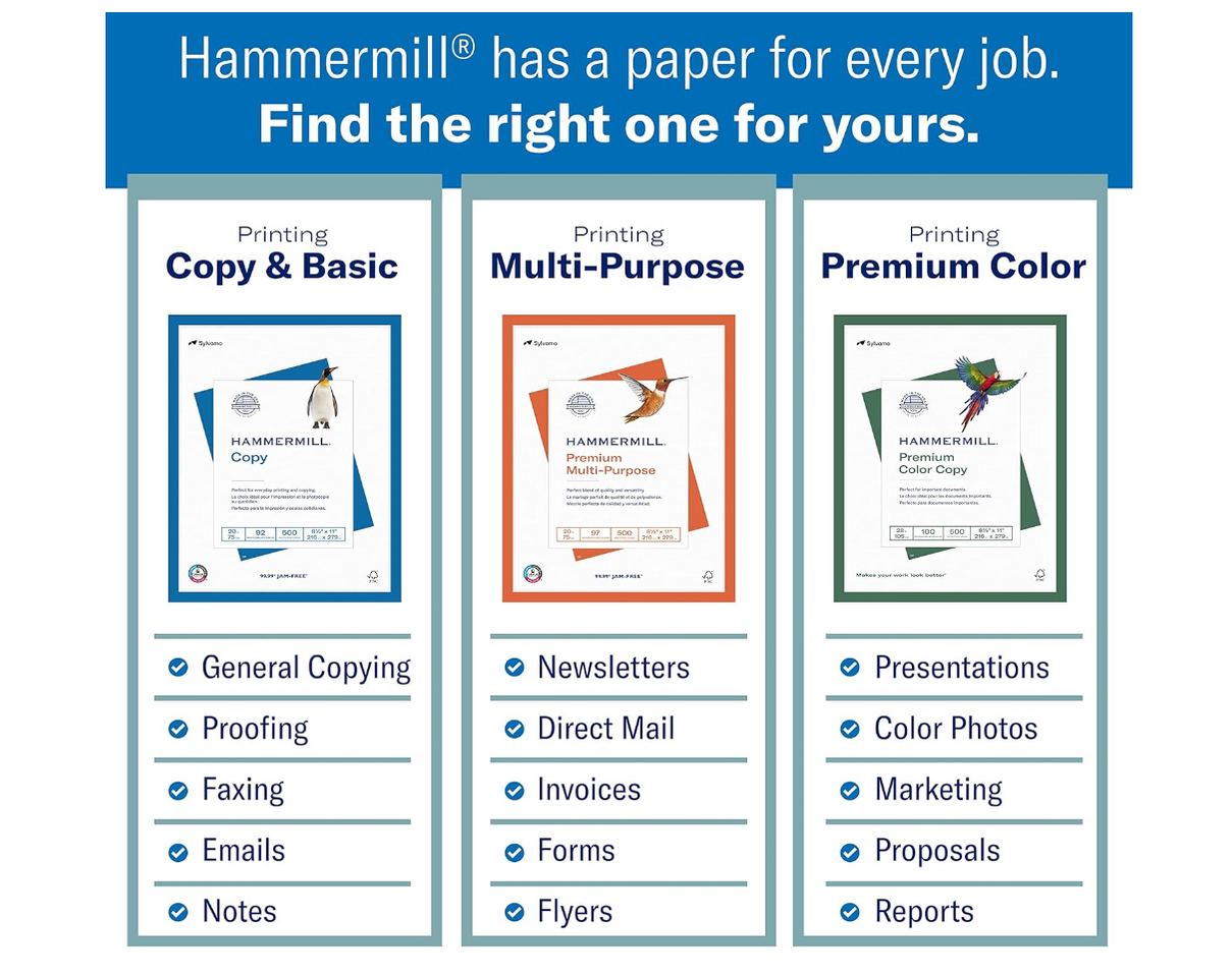 Hammermill Colors Copy Paper, 20 Lbs., 8.5" x 11", Cream, 500 Sheets/R ...